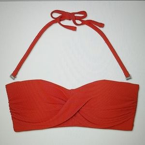 Kona Sol | Swim | Nwt Kona Sol Red Ribbed Bandeau Ruched Bikini Top ...